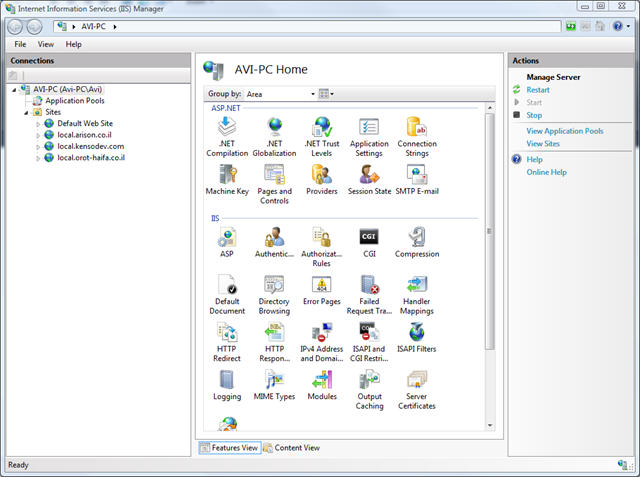 Add new website IIS 7 (Vista) - Avi Zurel - @KensoDev